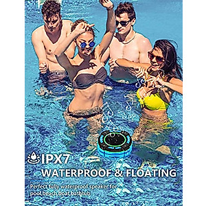 BassPal Bluetooth Speaker IPX7 Waterproof Shower Speakers Bluetooth Wireless Shower Radio with 10W 15 Hours Playtime, TWS, Loud Stereo Sound for Shower Hiking Camping (Blue)