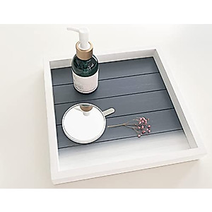 Set of 2 Ombre Wooden Serving Tray for Ottoman Coffee Table Breakfast in Bed Tea Accessory Organizer (16 & 10 Inch Grey Ombre)