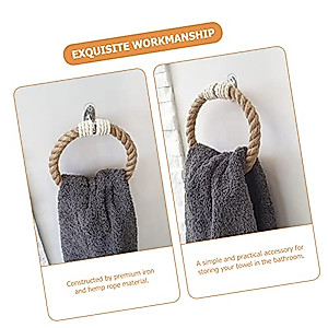 Veemoon Kitchen Rings Wooden Stand Wall-Mounted Bohemian Woven Decorative Accessories Hand Ring Bath Shower Design Storage Rope Bathroom Mount Holder Towel Bedroom Shape Rack Rustic