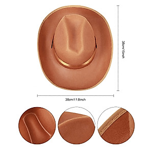 Zhanmai Fringe Vests Cowgirl Outfits for Women Faux Suede Tassels 70s Hippie Clothes Vest Jacket Western Cowgirl Hat(Brown, M)