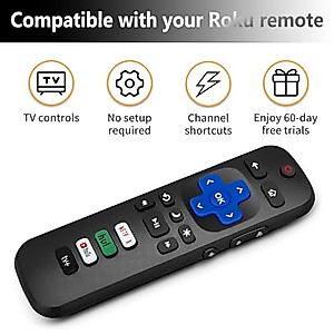 New Remote Control for Roku TV,Compatible TCL Roku/Hisense Roku/Onn Roku/Sharp Roku/Element Roku/Westinghouse Roku/Philips Roku/Insignia Roku/Jvc Roku/RCA Smart TVs 【2Pack 】