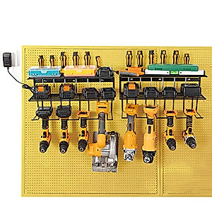 Power Tool Organizer for Tool Storage,Drill Holer Wall Mount,Storage Rack for Garage Organization, Wall Organizer with Shelf,Heavy Duty for Lifetime Use(2 Pack Black)