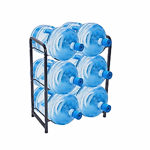 ikare 5 Gallon Water Jug Holder Heavy Duty Water Bottle Holder Organizer 3 Tier Water Cooler Jug Rack Steel Water Jug Bottle Dispenser Stand with 6 Slots for Gallon Jugs