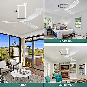 ghicc White Ceiling Fan with Remome Ceiling Fans for Patios Modern Ceiling Fan No Light