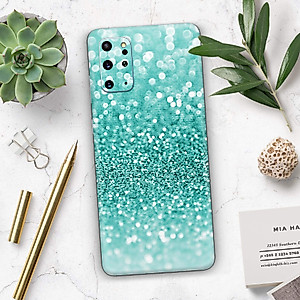 DesignSkinz Turquoise Unfocused Glimmer Protective Vinyl Decal Wrap Skin Cover Compatible with The Samsung Galaxy S20 (Screen Trim & Back Glass Skin)