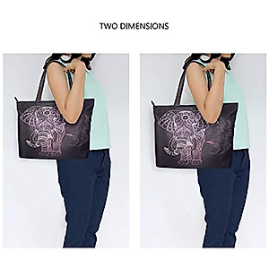 QMXO African Ethnic Elephant Handbags and Purse for Women Tote Bag Large Capacity Top Handle Shopper Shoulder Bag