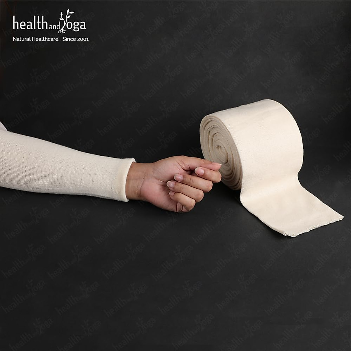 HealthAndYoga™ LayerGuard Cotton Stockinette Sleeve Roll, Stretchable Raw Cotton – Comfort wear, Sweat Absorbent Tubular Bandage – Prevents Residue build up - Under - Over Cast Sleeve Bandage Wear (Off-White 4 Inch)