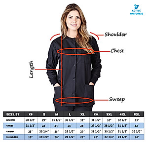 Women's Scrub Jacket Warm Up Medical Scrub Jackets for Women (Black, Medium)