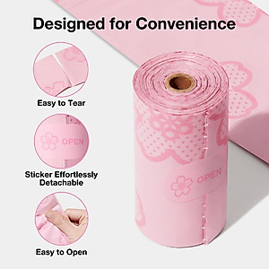 VETRESKA Cherry Blossom Scented Dog Poop Bags, Leak Proof, Extra Thick and Large Dog Waste Bags for Dog Walking and Cat Litter, 20 Refill Rolls, 300 Bags, Pink