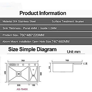 LMMDDP Handmade Brushed Sink 304 Stainless Steel 4mm Thickness High Pressure Cup Washer Bar Counter kitchen Sink ( Color : Set 4 )
