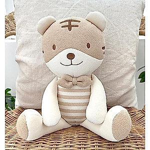 Super Soft Organic Cotton Baby First Friend, Attachment Doll for Baby, Pillow Buddy, Plush Animal Toys, Stuffed Animal Tiger, Honey Baby Tiger