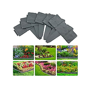 Garden Edging Border,Landscape Edging,32ft Plastic Garden Edging Border no dig for Edging DIY Decorative Flower Grass Bed Border,Comes with a Punch Tool for Insertion,40pcs(Grey)