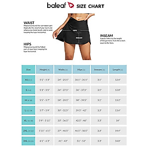 baleaf Women's Swim Skirt Bottoms High Waisted Bathing Suit Swimsuits Skirts Pleated Swim Skorts with Pockets Black S