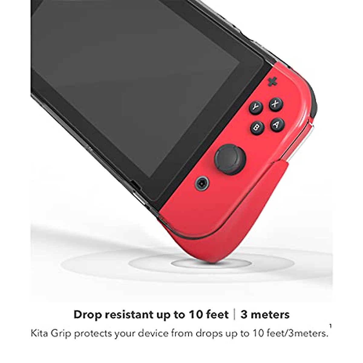 ZAGG Gear4 Kita Grip 360 Slim Case & Screen Protector for Nintendo Switch – Clear Protective Case, Red & Blue Grips, Kickstand, Dock Compatible, D3O Protection +Tempered Glass Screen Protector