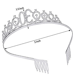AOPRIE Birthday Crown for Women 30 Talk Thirty To Me Birthday Sash for Women Girls Silver Birthday Tiara 30th Birthday Gifts Her Him Decoration for Women Princess Crown Rhinestone Headband Happy Birthday Accessories