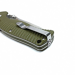 Ganzo G720-GR Tactical Folding Knife Window Breaker 440C Blade Army Green G10 Handle w/Paper Box & Draw String Bag G720