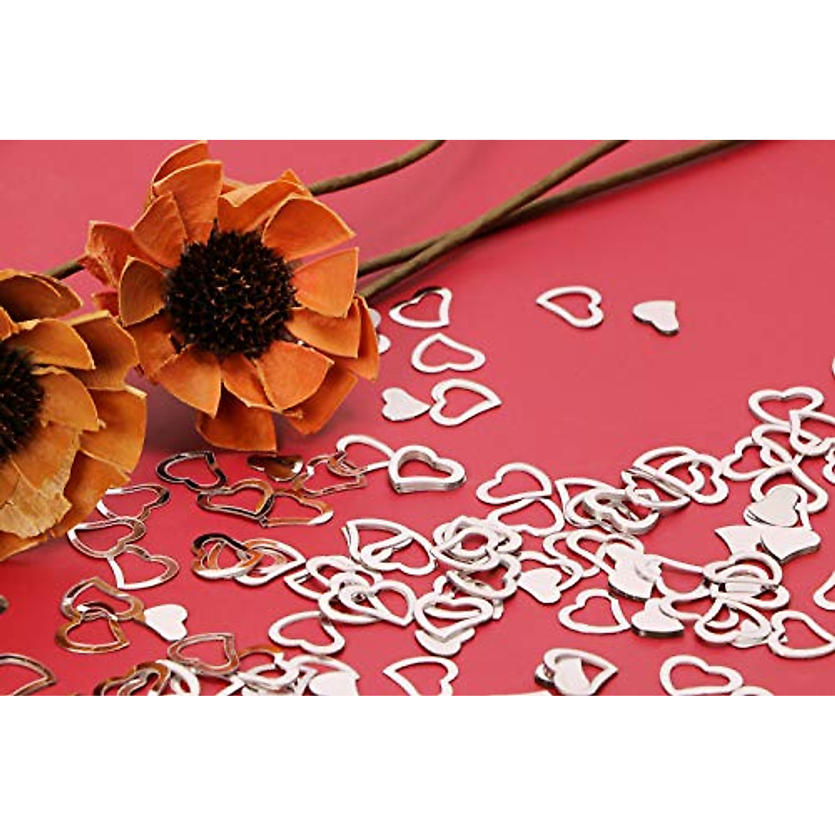 ONLYKXY 1200Pcs Love Heart Shaped Confetti, Table Wedding Decoration, Glitter Confetti for Wedding Party (Silver)