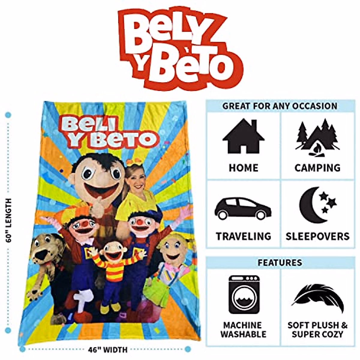 Genérico Bely Y Beto Show Kids Blanket Soft Fleece Fabric Rest Thin Blanket Measure 160 x 110 cm (Yellow)