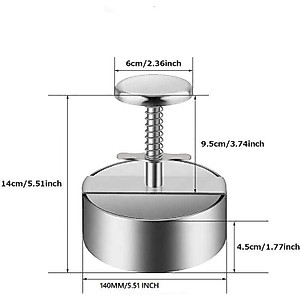 Hanerk XL Burger Press 5 1/2" inch Patty Maker, Easy to Clean Dishwasher Safe, Stainless Steel, 5 1/2 inch Diameter Burger Patty, Grill Tool, Patty Maker, Mold, Thin or Thick