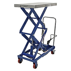 Vestil AIR-800-D Steel Air Hydraulic Cart, 800 lbs Capacity, 35-1/2" Length x 20" Width Platform, 15" - 51" Height Range