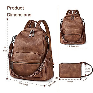 OPAGE Leather Backpack Purse for Women Fashion Ladies Convertible Shoulder Casual Travel Bags With Wristlet