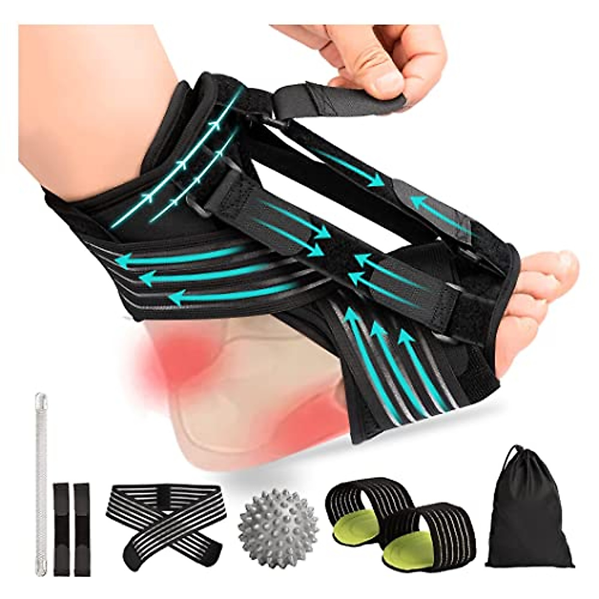 Hourten Plantar Fasciitis Relief Night Splint, 2023 Upgraded Plantar Fasciitis Ankle Brace for Plantar Fasciitis Relief Achilles Tendonitis Relief Foot Drop Heel Arch Pain Support