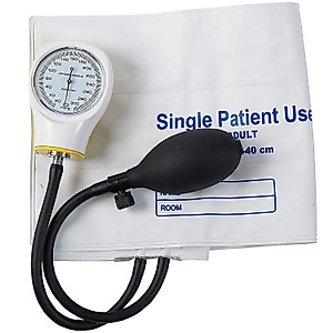 MABIS Disposable Arm Blood Pressure Cuff, Manual Sphygmomanometer, Single Use, Large Adult Size, Box of 5, White