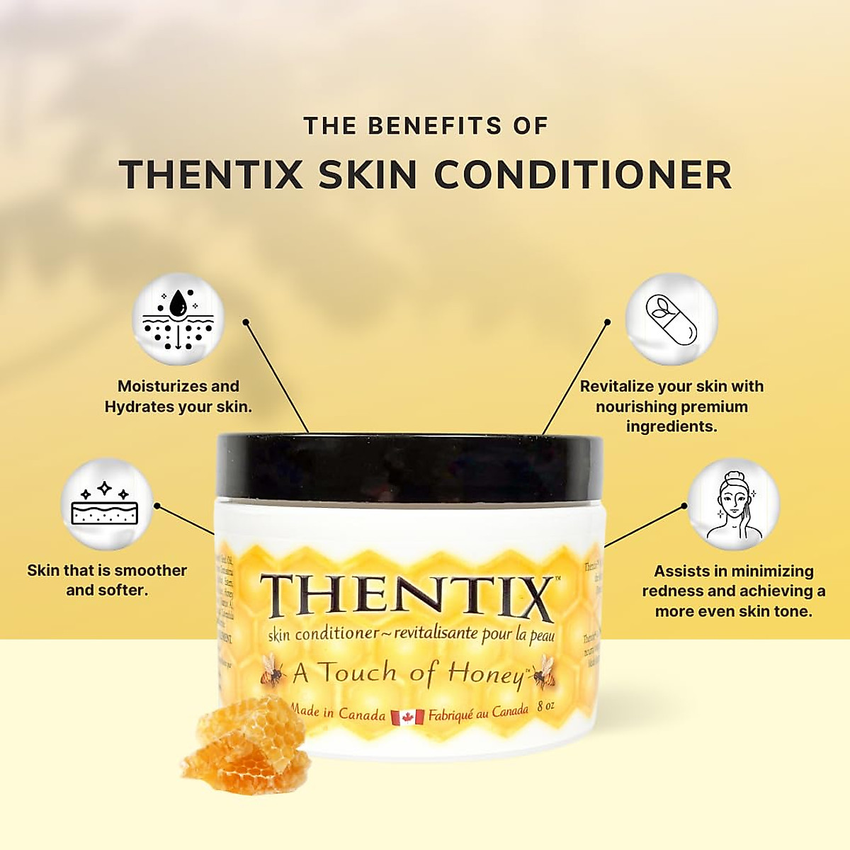 Thentix Skin Conditioner, 8oz - Non-Greasy, Unscented Moisturizer for Sensitive Skin, Nourishes Face, Body & Hands