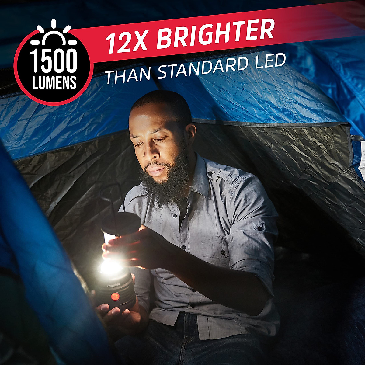 ENERGIZER LED Lantern X1500 (2-Pack), IPX4 Water Resistant Tent Lights, Super Bright Battery Powered Lanterns for Camping, Outdoors, Emergency