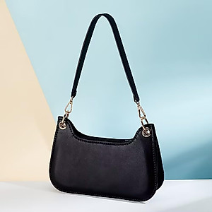 WADORN PU Leather Purse Handle, 15.75 Inch Short PU Leather Bag Strap Thin Shoulder Bag Straps Replacement Handbag Handle Strap Tote Bag Top Strap with Swivel Clasps DIY Purse Making Supplies, Black