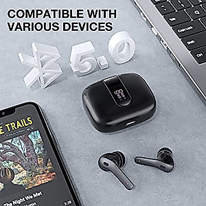 HYIEAR Wireless Earbuds – Bluetooth Headphones with Microphone and Touch Control – Ultra-Light and Ergonomic Wireless Bluetooth Earbuds – 40 Hours Playtime – IPX5 Waterproof Wireless Earphones