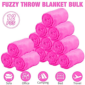SmoothNovelty 12 Pcs Easter Fleece Blankets for Girls Sleepover Party Soft Fuzzy Throw Blanket 40 x 60 Inch Warm Flannel Blanket for Teenager Bed Travel SPA Moive Party (Rose Red)