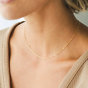 Mauzew Dainty Chain Necklace for Women Gold Simple Basic Chain Link Necklace Delicate Thin Chain Layering Choker Necklaces Everyday Jewelry