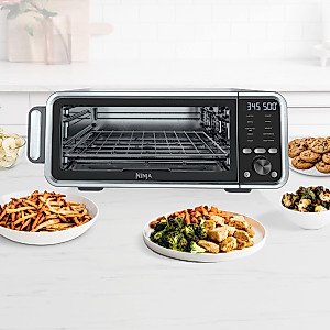 Ninja FT205CO Digital Air Fry Pro Countertop 10-in-1 Oven w/Extended Height, XL Capacity, Flip Up & Away Storage, with Air Fry Basket, Sheet Pan, Broil Rack, Wire Rack & Crumb Tray, Silver (Renewed)