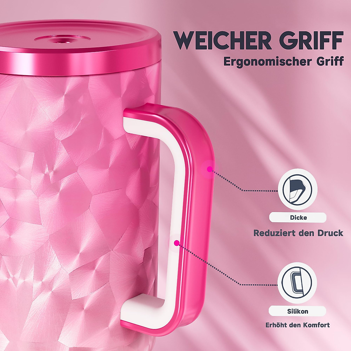 Meoky 40oz Tumbler with Handle for Women: 100% Leakproof Stainless Steel Insulated Tumbler with Lid and Straw for Car Travel Home - Fashion Enthusiasts, Candy