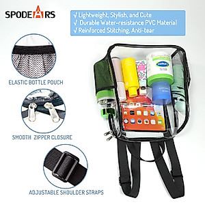 SPODEARS Small Clear Backpack Stadium Approved 12x12x6 PVC Plastic Transparent Backpack for School Work Festival Sports Events