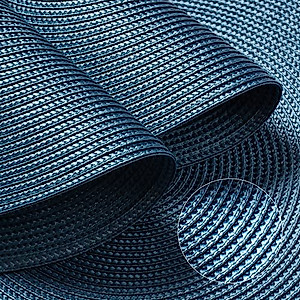 FunWheat Round Braided Placemats Set of 6 Table Mats for Dining Tables Woven Washable Non-Slip Place mats 15 inch (Blue, 6pcs)