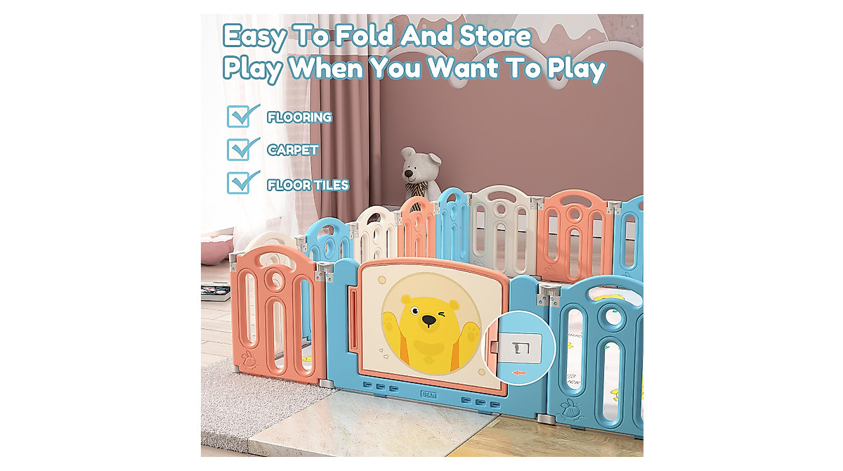 Foldable Baby Playpen with Safety Lock | Portable Kids Play Yard