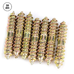 20pcs 5x30mm Double Ended Dowel Screw Self Tapping Threaded Bolts Woodworking Furniture Connector Rods Bars Studs for Furniture Assembly, Woodworking
