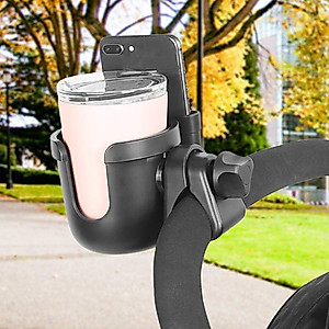 Stroller Cup Holder, MOMSIV 2 in 1 Universal Bike Cup Holder Rack Bottle Holder for Pushchair Stroller Bike Wheelchair Walker and More