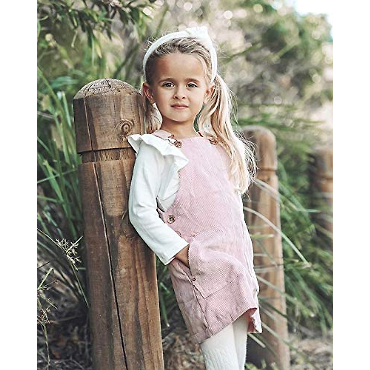 Mubineo Toddler Baby Girl Corduroy Pocket Overall Dress Kids Casual Bib Dresses (Pink, 5T)