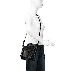 The Sak Sanibel Leather Mini Crossbody, Black Floral Embossed
