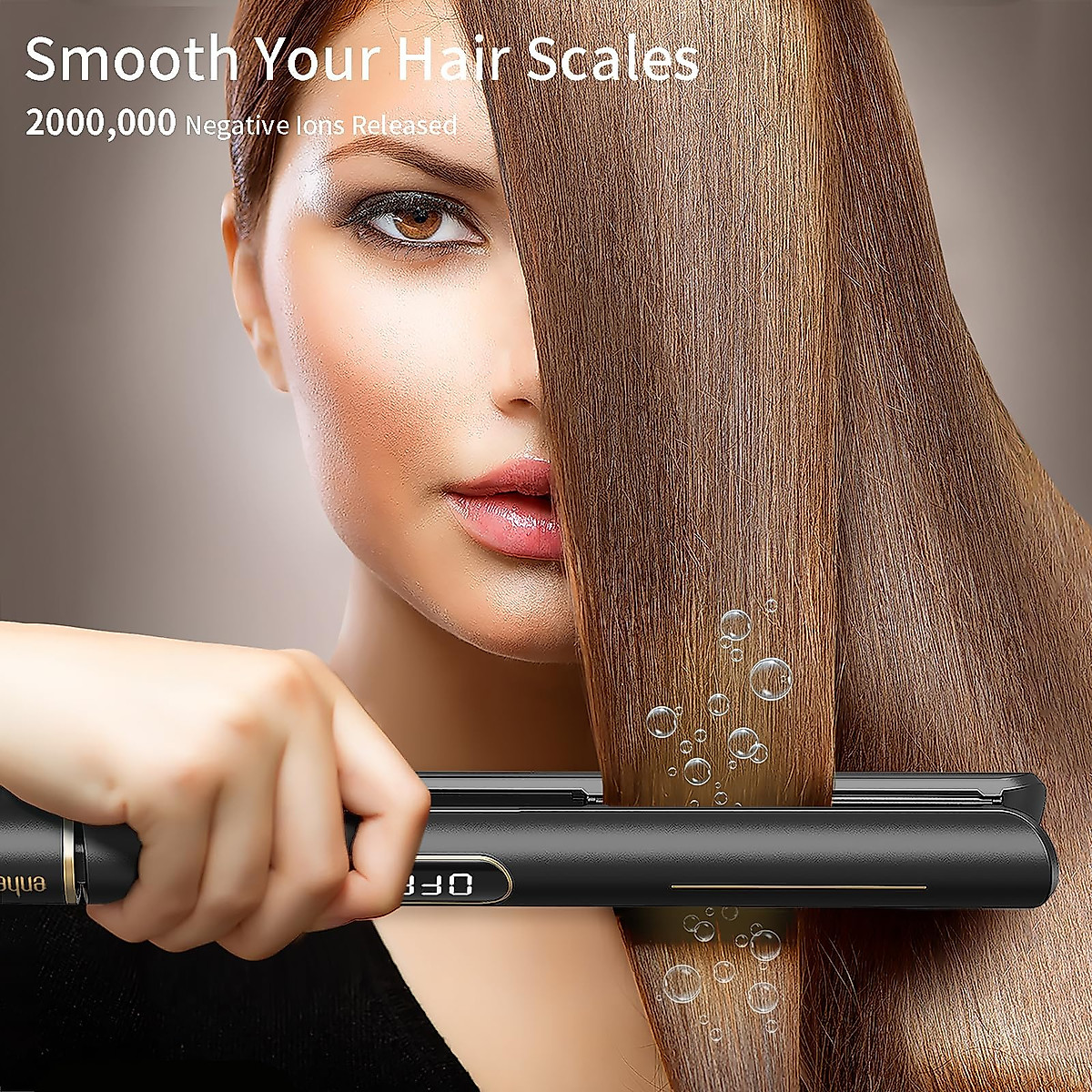 Ceramic Hair Straightener - Professional Flat Iron 13 Adjustable Temp 230°F-450°F, Negative Ion for Smooth & Shiny Hair, Dual Voltage 100V-240V Travel Friendly & 1 Hour Auto-Off