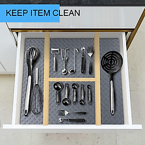 FEXIA Shelf Liner for Kitchen Cabinets, 17.5 Inch x 20 FT(240 Inch) Non Adhesive Cabinet Liner, Drawer Liners, Refrigerator Liners, Washable Oil-Proof Fridge Pads Shelves Drawer (Gray)