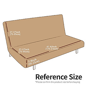 JIVINER Super Stretch Futon Cover Jacquard Soft Futon Sofa Cover Full Size Futon Slipcovers Washable Armless Sofa Bed Furniture Protector Couch Cover with Elastic Bottom (Futon, Light Gray)