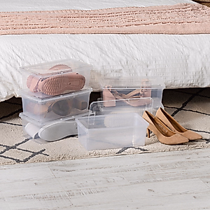 IRIS USA 5.9 Qt. Plastic Storage Container Bin with Latching Lid, Stackable Nestable Shoe Box Tote Shoebox Closet Organization School Art Supplies - Clear, 20 Pack