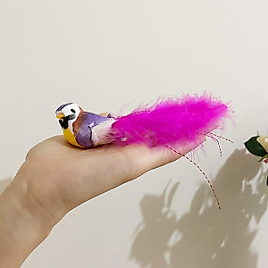 6pcs Colourful Artificial Birds with Feathers for Mini Christmas Tree Floral Arrangements Crafts Home Garden Party Decoration