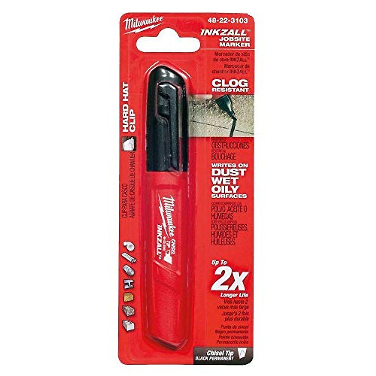 MILWAUKEE ELEC TOOL 48-22-3103 Medium, Chisel Black Marker,