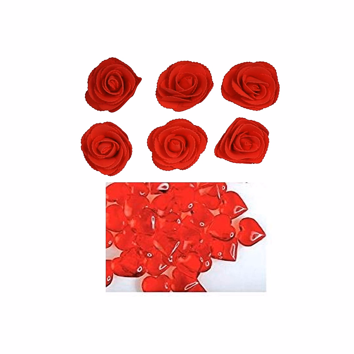 EBK Love Valentine's Day Valentine Sweetest Day 6 Count Potpourri Floral Garden Home Romantic Decor Decoration Rose Blooms and Heart Table Scatter Decorations 50 Count - RED