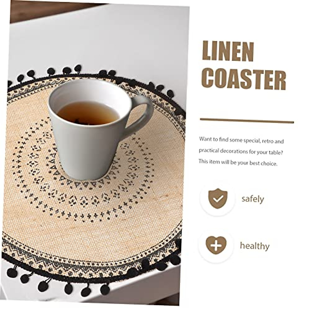 Luxshiny Home Decor 1pc Insulated Decor Table Mat for Anti Photo Outdoor Jute Dining Wedding Circles Pad Anti-scalding Decorative Creative Woven Farmhouse Rustic Dish Cloth Supplies Room Boho Decor